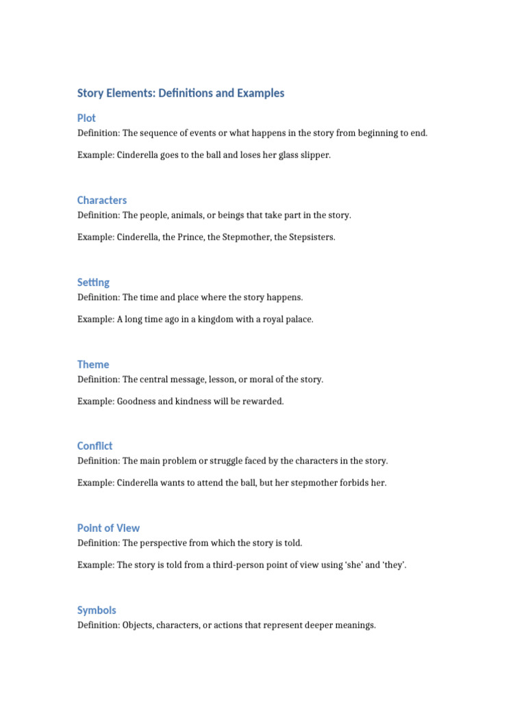 Story Elements Full Definitions | PDF