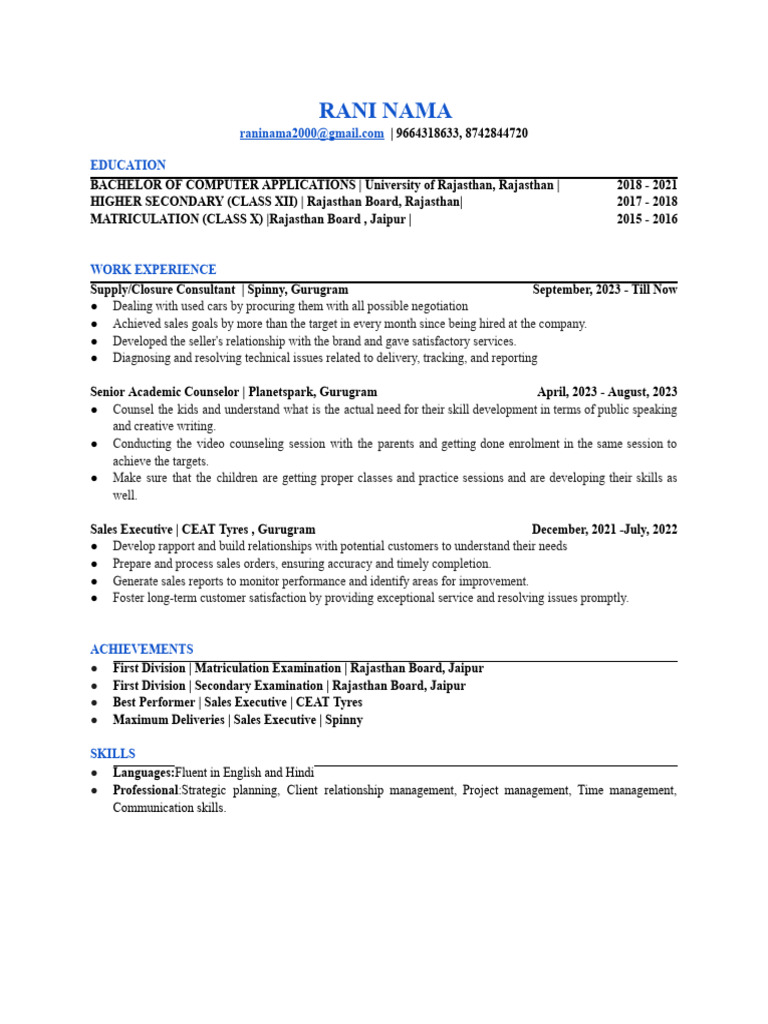 Rani Nama Updated CV | PDF