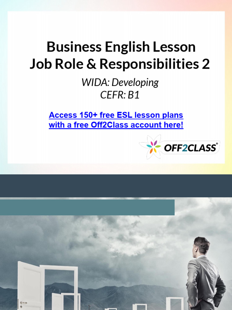Business English Lesson Plans ESL - Jobs & Responsibilities 2 | PDF ...