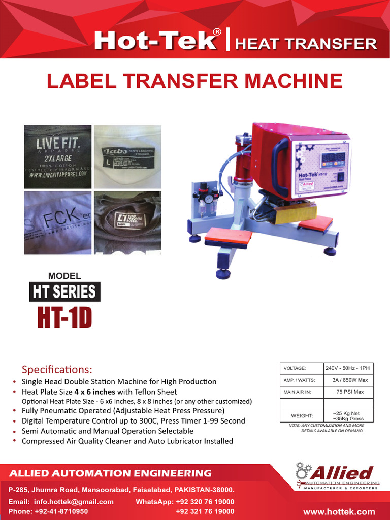 Hottek Heat Transfer Machines Q2 2025 Web | PDF | Automation | Heat