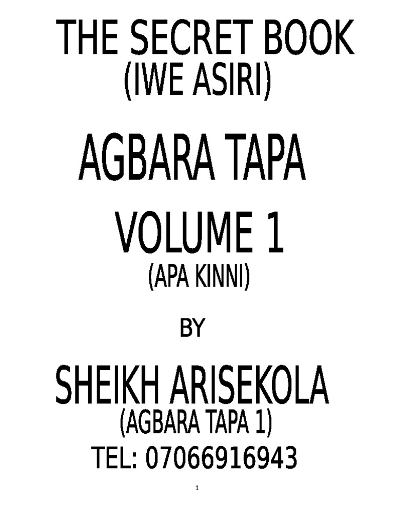 Agbara Tapa Volume 1 | PDF