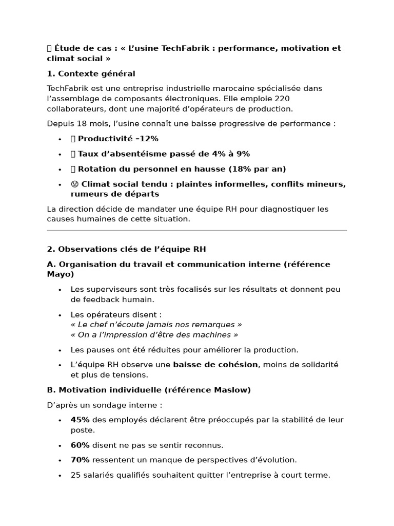 Améliorer performance et motivation chez TechFabrik | PDF | Motivation ...