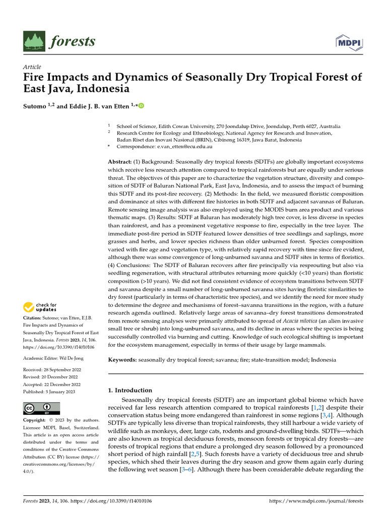 Fire Dynamics in East Java's Dry Forests | PDF | Forests | Savanna