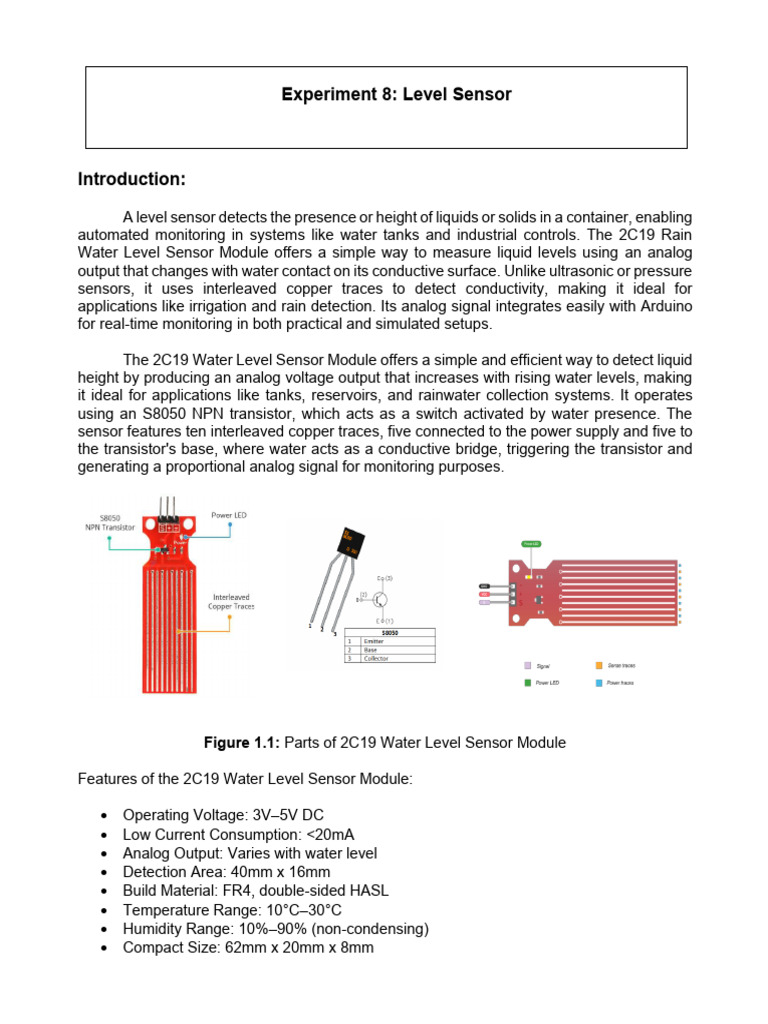 Experiment-8-Level-Sensor_3B | PDF | Sensor | Water