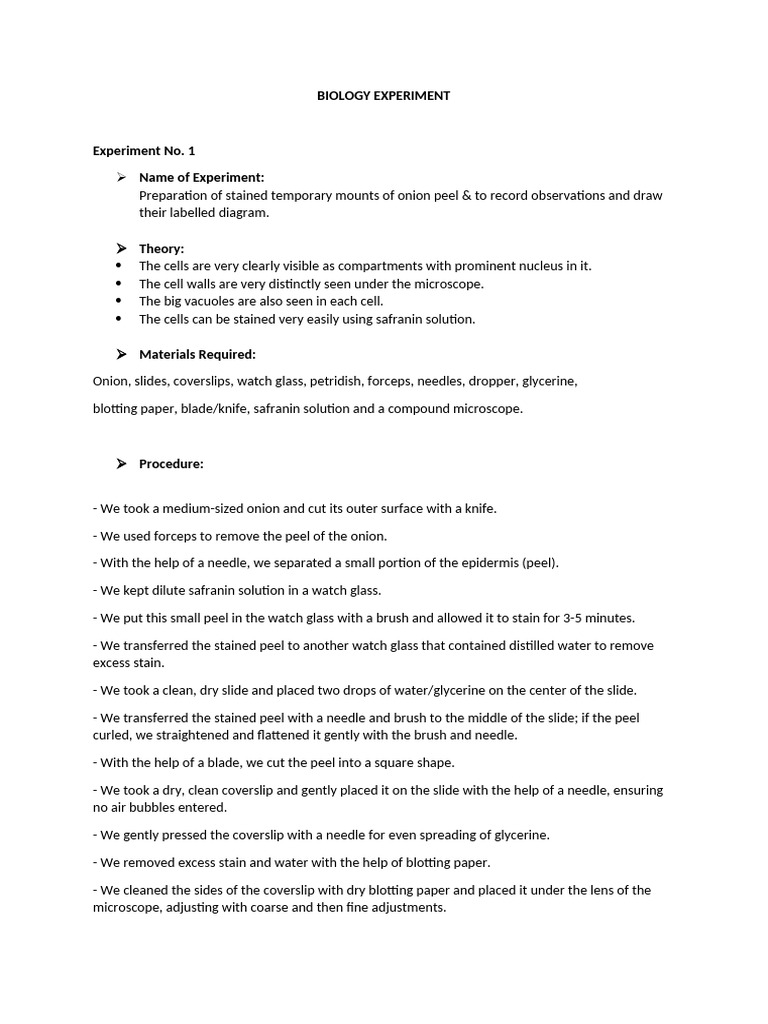 GR 9 Biology Experiment Sample | PDF | Staining | Microscopy