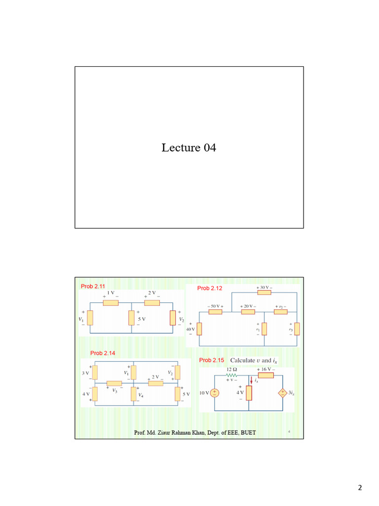 Lecture 04 Basic Laws 02 | PDF | Resistor | Electrical Network