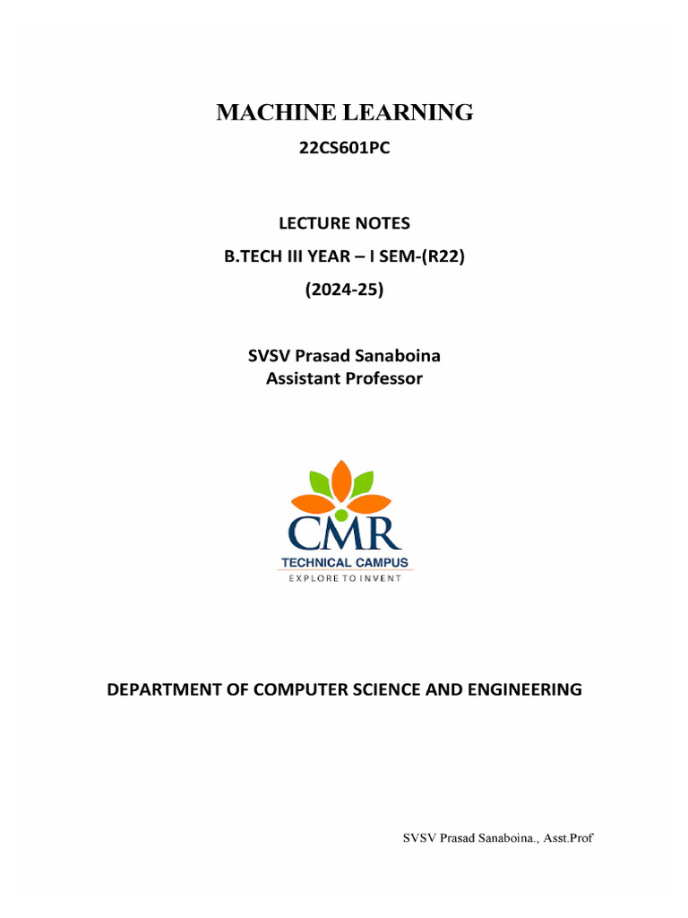 Machine Learning Unit-II - r22 | PDF