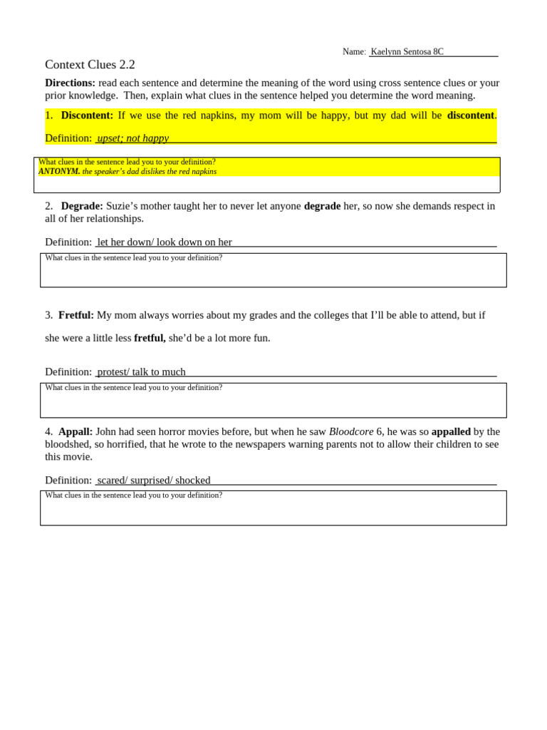 Understanding Context Clues in Vocabulary | PDF