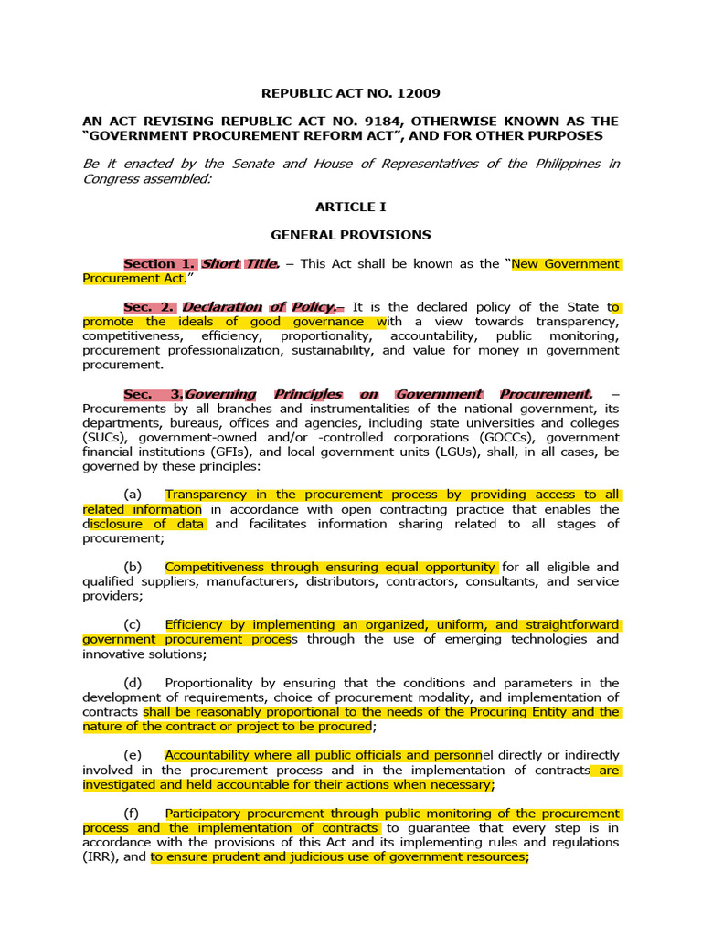 New-Government-Procurement-Act-_-Republic-Act-No.-12009_edited | PDF ...