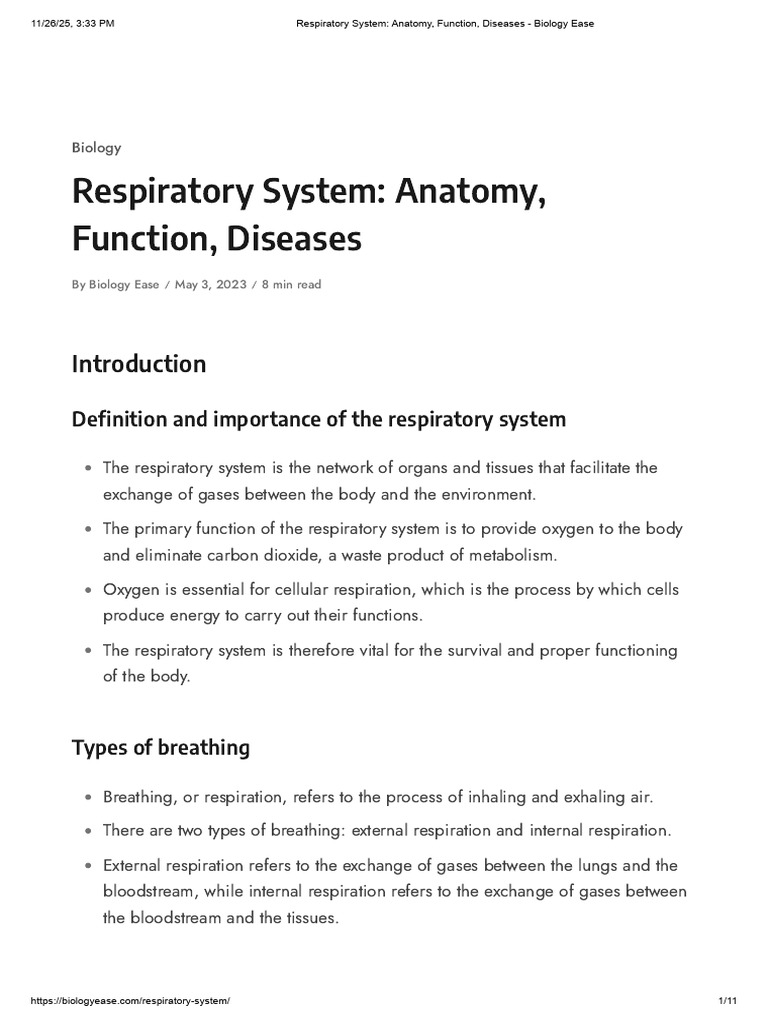 Respiratory System: Anatomy & Diseases | PDF | Respiratory System ...