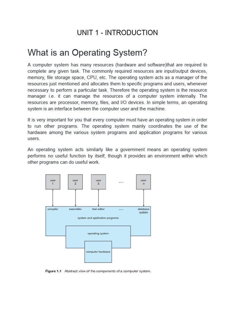 Operating System Unit 1 - INTRODUCTION (2) | PDF | Operating System ...