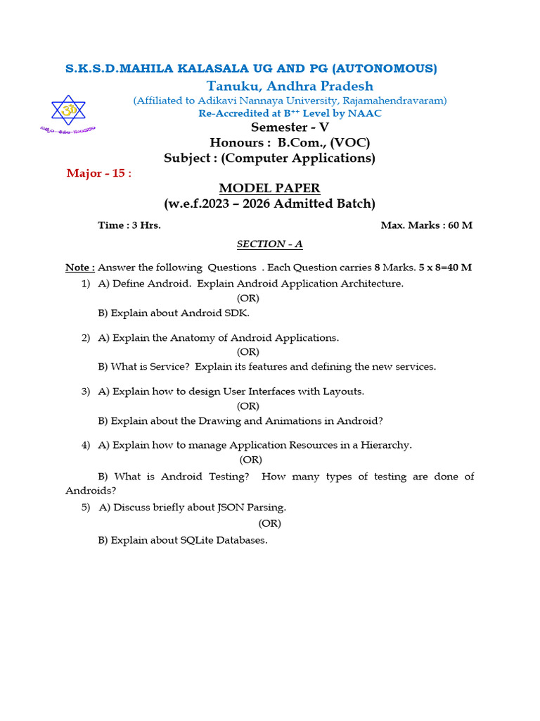 III B.com(Voc)-Major-15 Mobile Applications Development Using Android ...