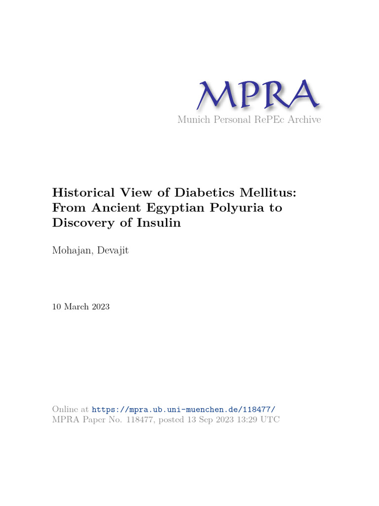 History of Diabetes: From Ancient Egypt to Insulin | PDF | Diabetes ...