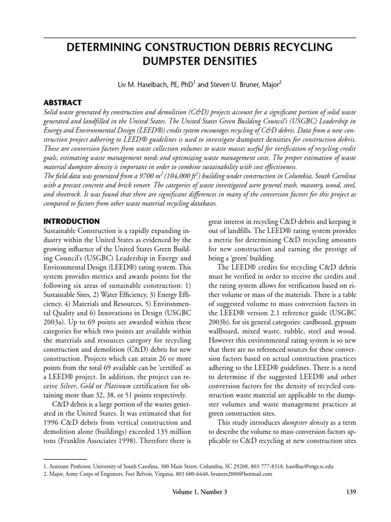 Waste Densities - Study | PDF | Waste | Recycling