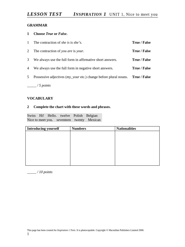 Unit 1 Nice To Meet You | PDF