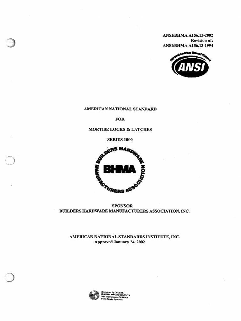 ANSI-A156!13!2002 Mortise Locks Latches Series 1000 | PDF | Screw