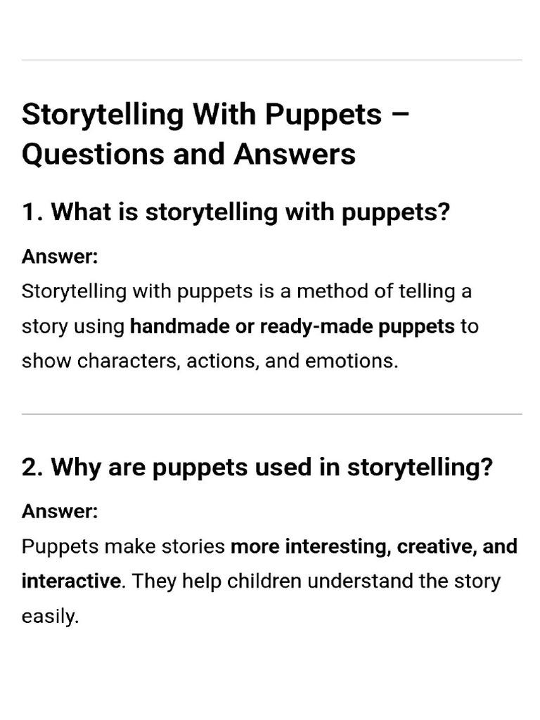 Storytelling With Puppets Q&a | PDF