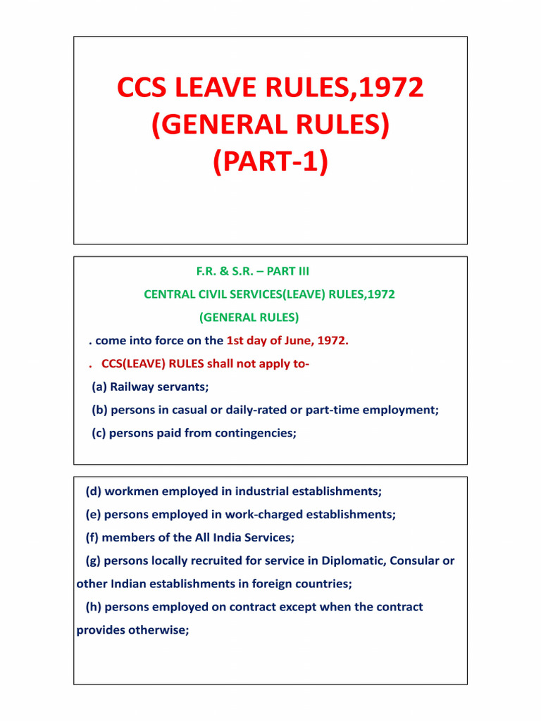 Ccs Leave Rules, 1972 | PDF
