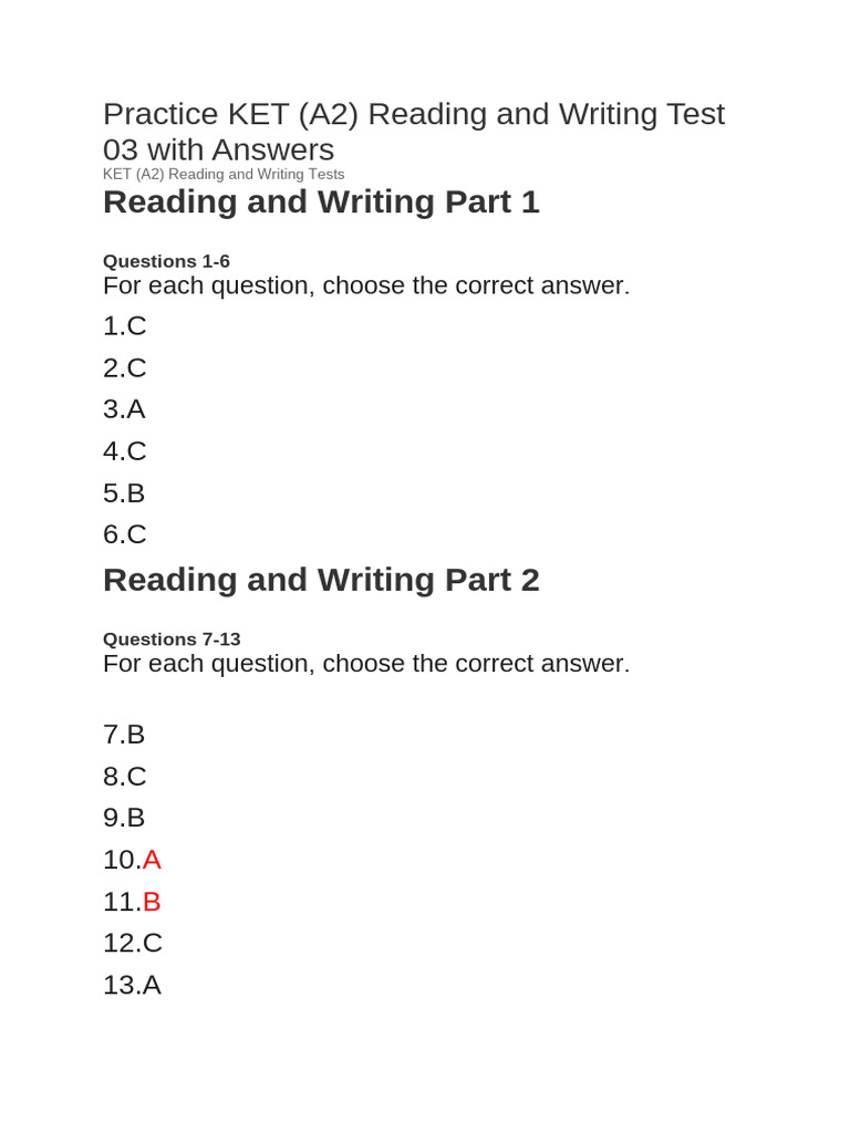 Practice KET | PDF