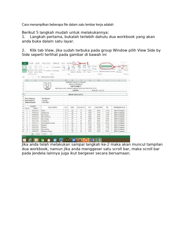 Menampilkan Dua Workbook Excel Bersama | PDF