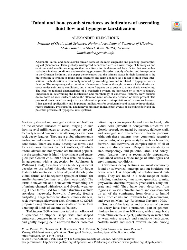 Tafoni and Honeycomb Structures Explained | PDF | Aquifer | Earth Sciences