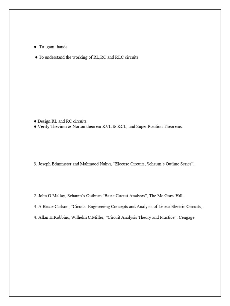 Circuit Lab Manual (1)_1420480527 | PDF | Resonance | Electrical Network