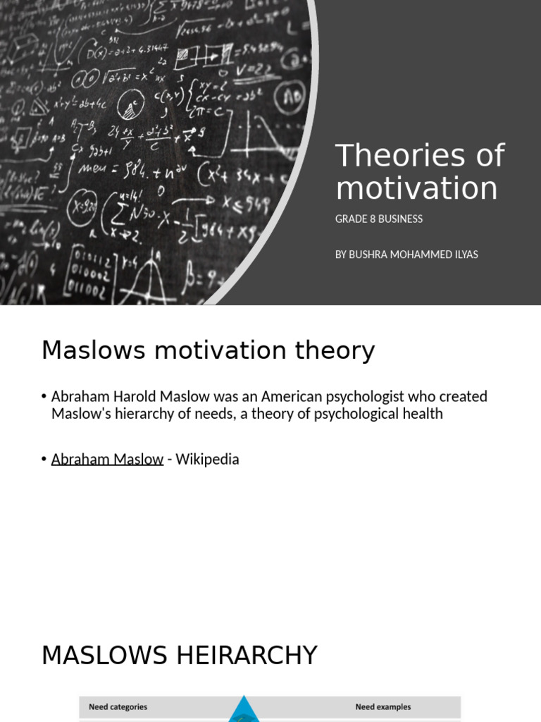 Motivation Theories for Grade 8 Business | PDF