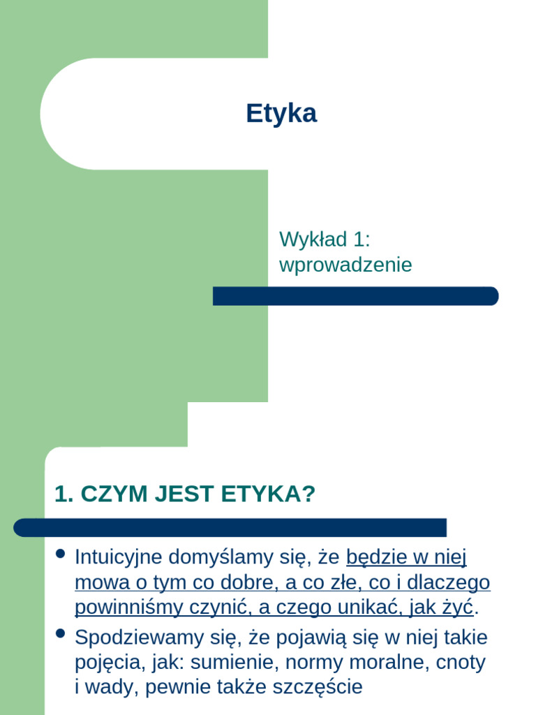 01 Etyka Wyklad 1 - Wprowadzenie | PDF