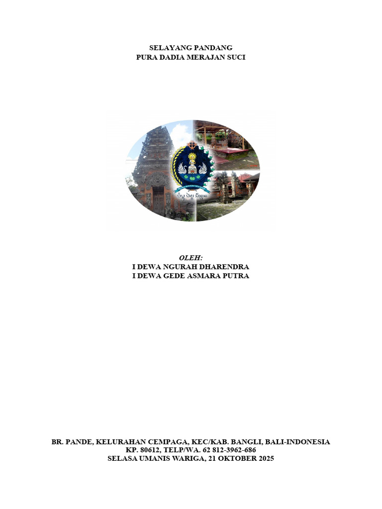 Rehabilitasi Pura Dadia Merajan Suci | PDF