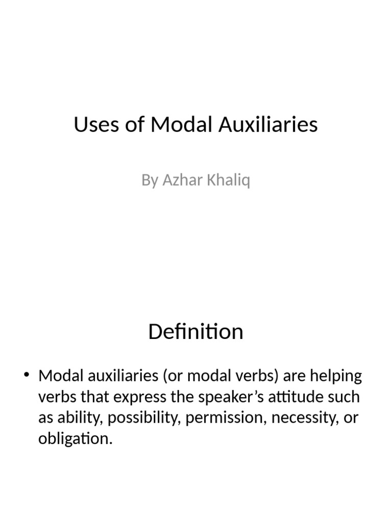 Understanding Modal Auxiliaries Explained | PDF