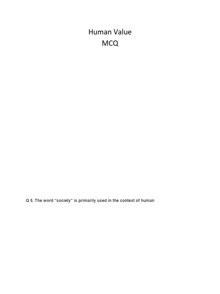 Human Value MCQ PDF | PDF | Intention | Feeling