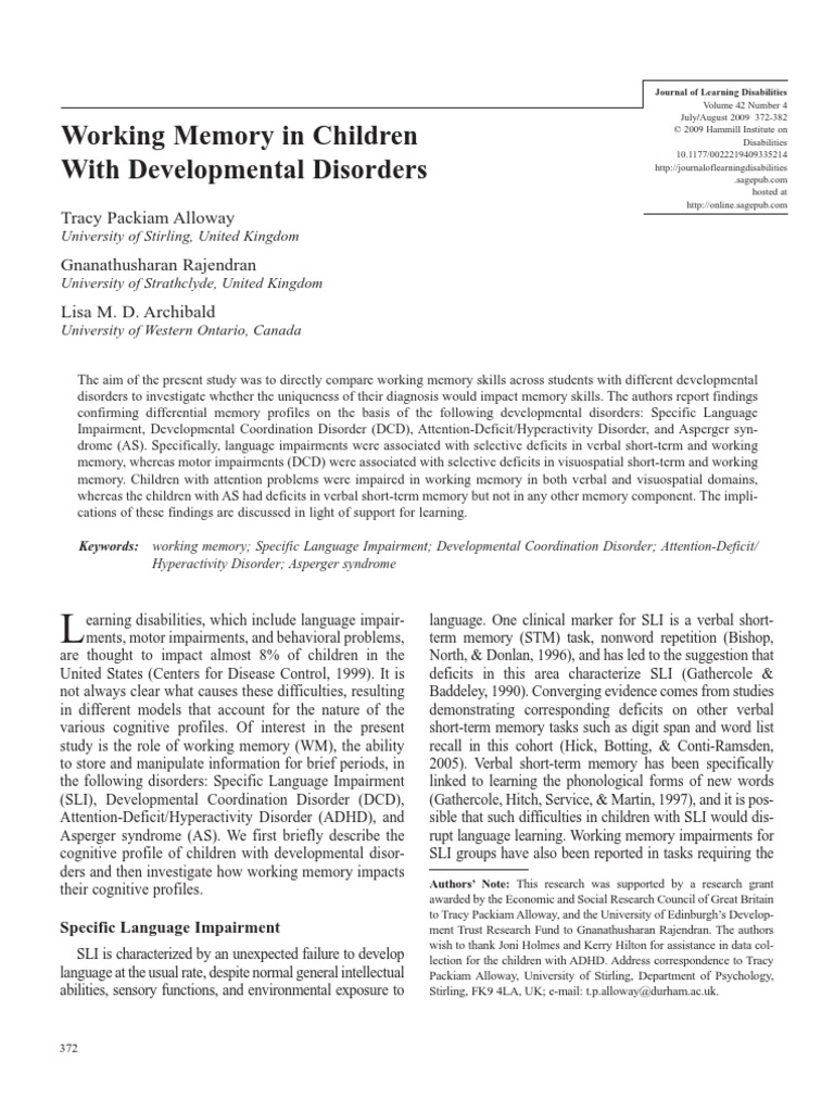 Working Memory | PDF | Working Memory | Memory