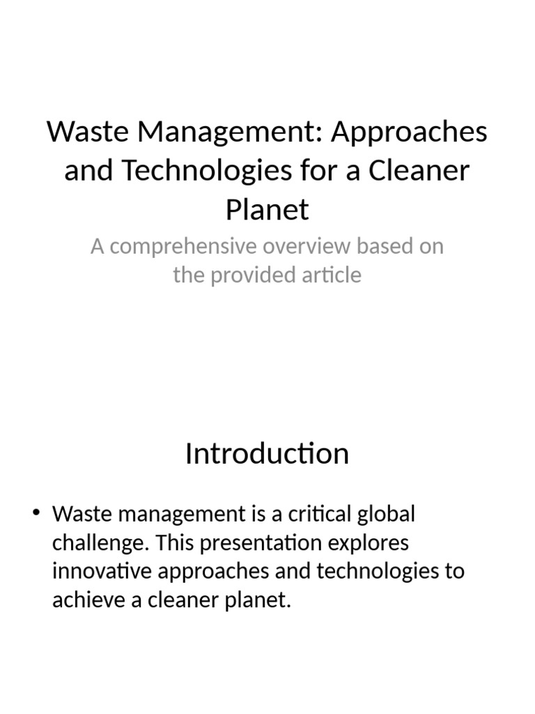 Waste Management Presentation | PDF | Waste Management | Waste