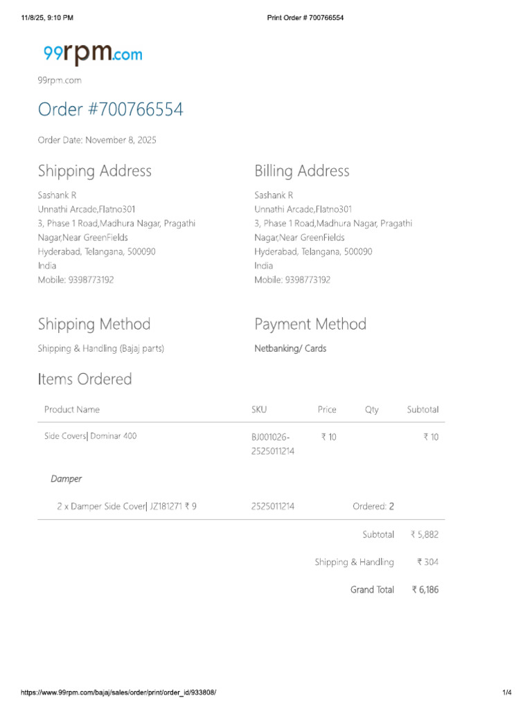 Dom Mirror Invoice | PDF