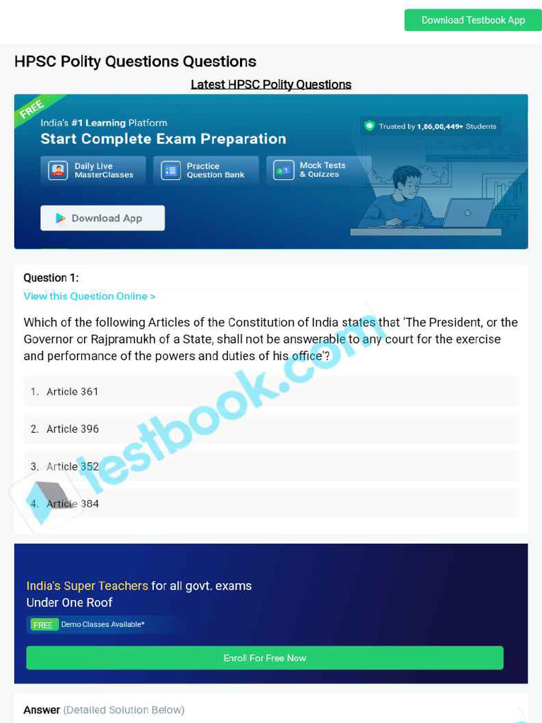 HPSC Polity Questions 655d3c0ef22c235b | PDF