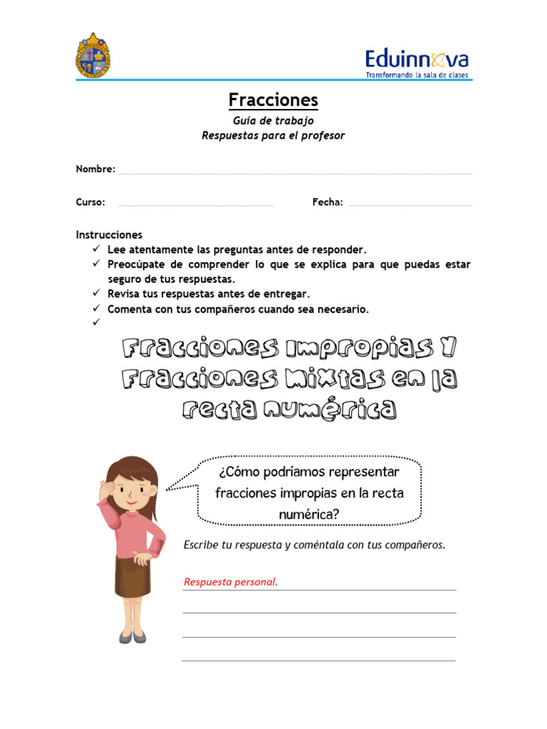 Representación de Fracciones en la Recta Numérica | PDF