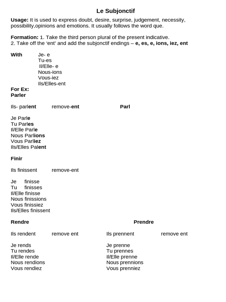 Guide du Subjonctif en Français | PDF | Syntaxe | Typologie linguistique