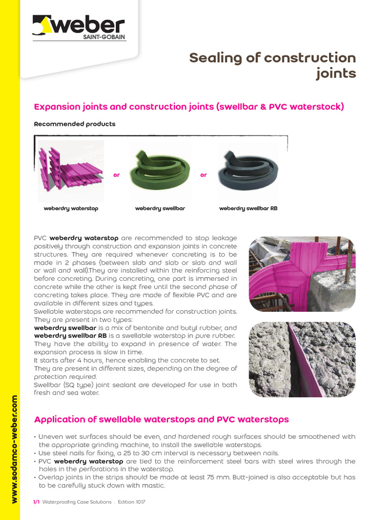 Sealing of Construction Joints | PDF | Concrete | Building Engineering