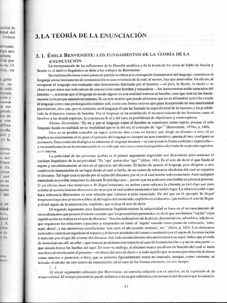 La Teoría de La Enunciación - Texto Teórico Complementario | PDF