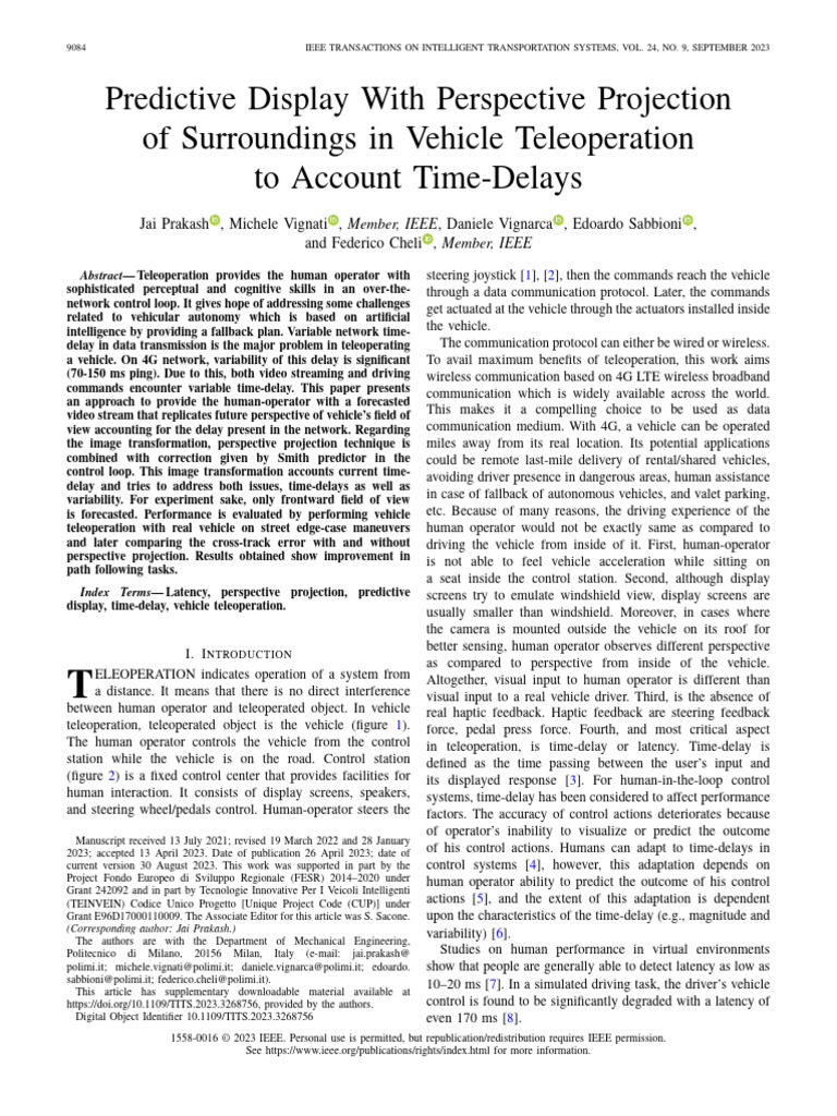Predictive Display With Perspective Projection of Surroundings in ...