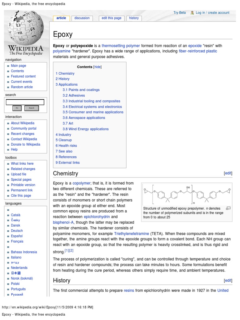 Epoxy - Wikipedia, The Free Encyclopedia | PDF | Epoxy | Printed ...