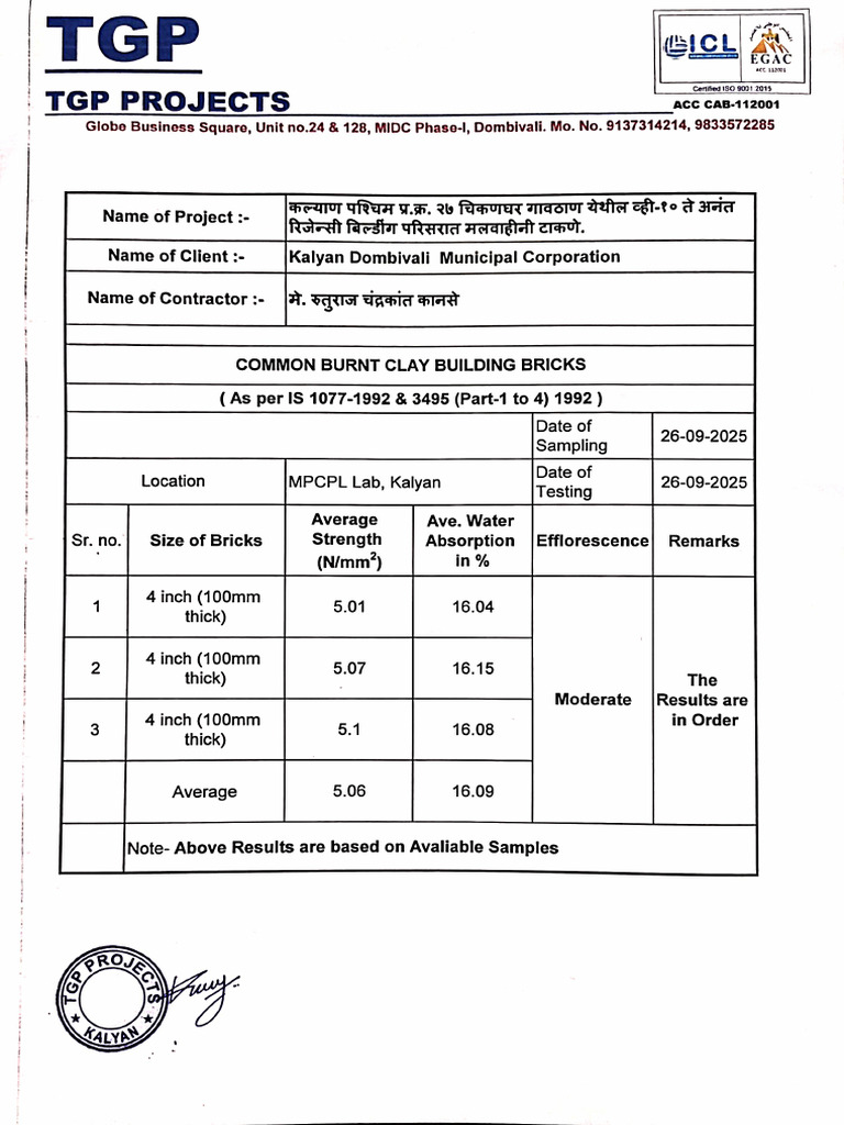 Brick Test Report | PDF