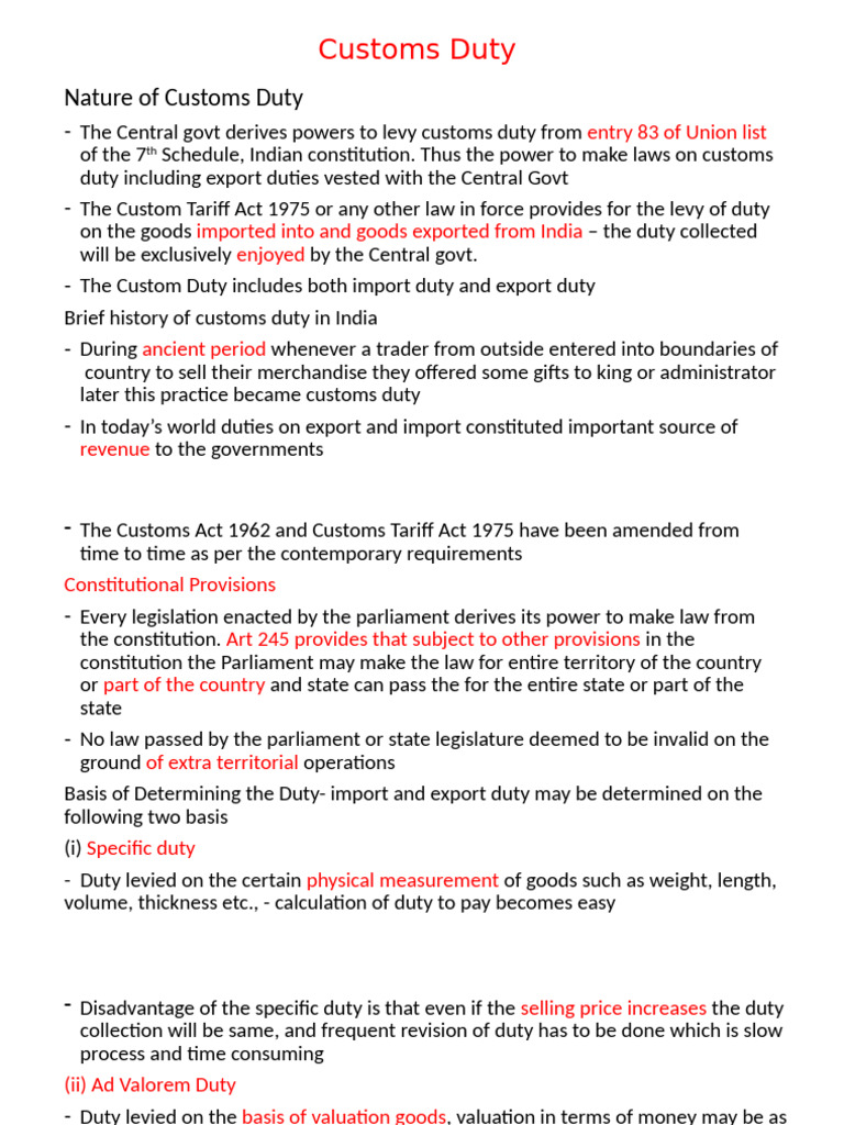 Understanding Customs Duty in India | PDF | Customs | Tariff