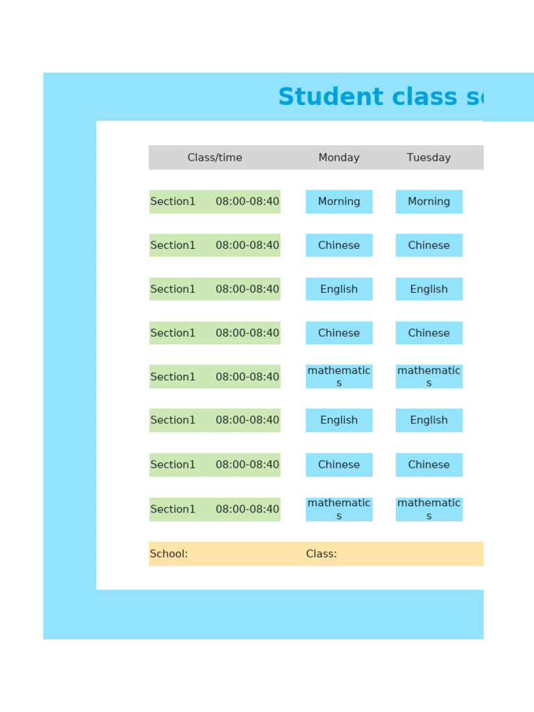 Student Class Schedule Overview | PDF