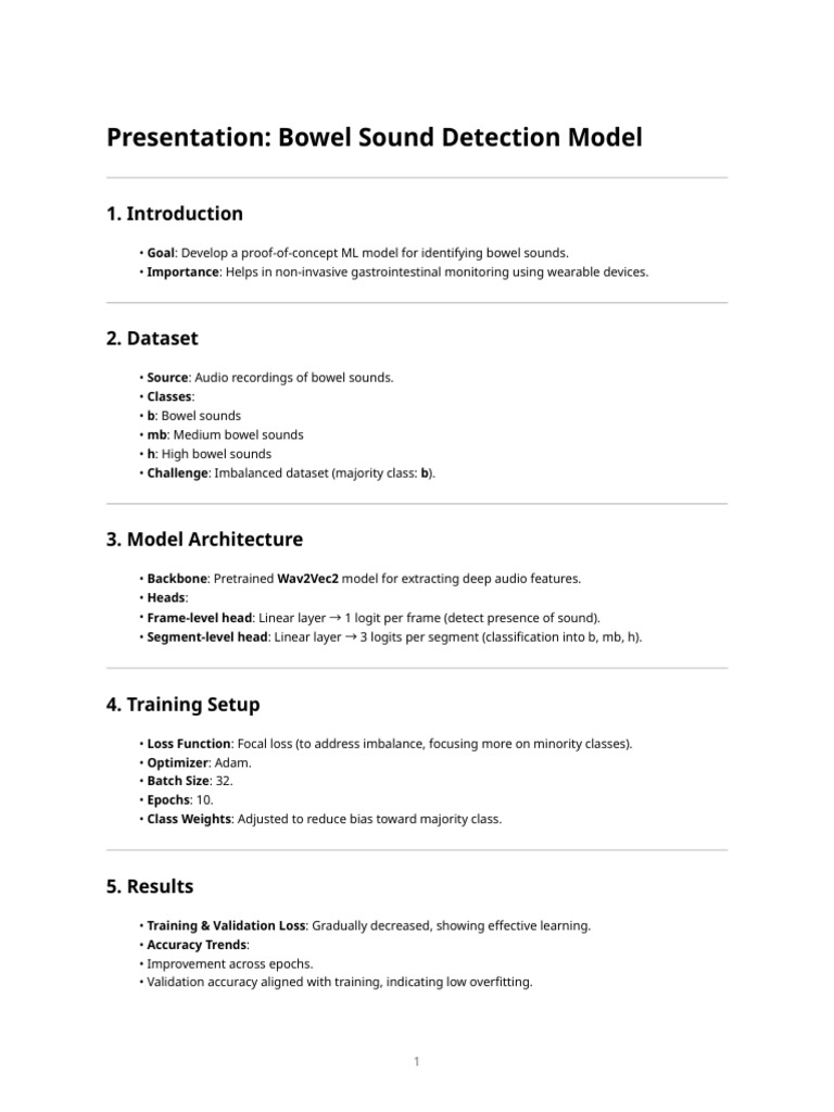 Bowel Sound Model Presentation | PDF
