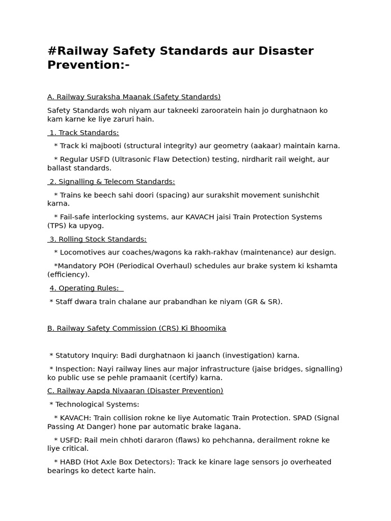 Railway Safety Standards & Disaster Management | PDF | Rail Transport ...