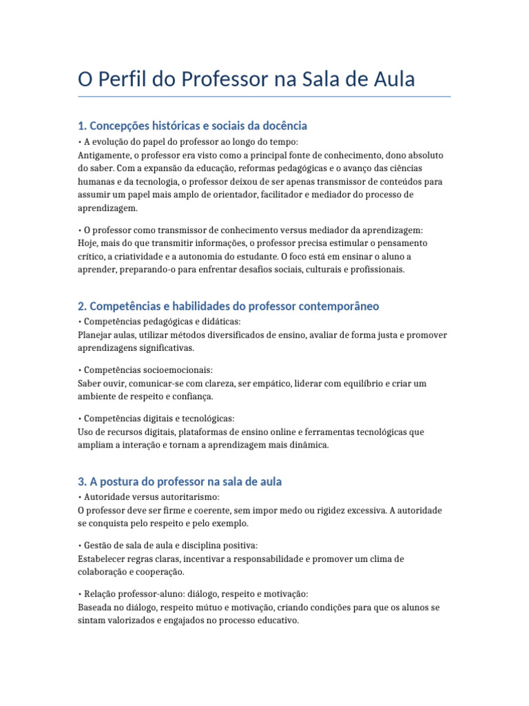 Perfil Do Professor | PDF