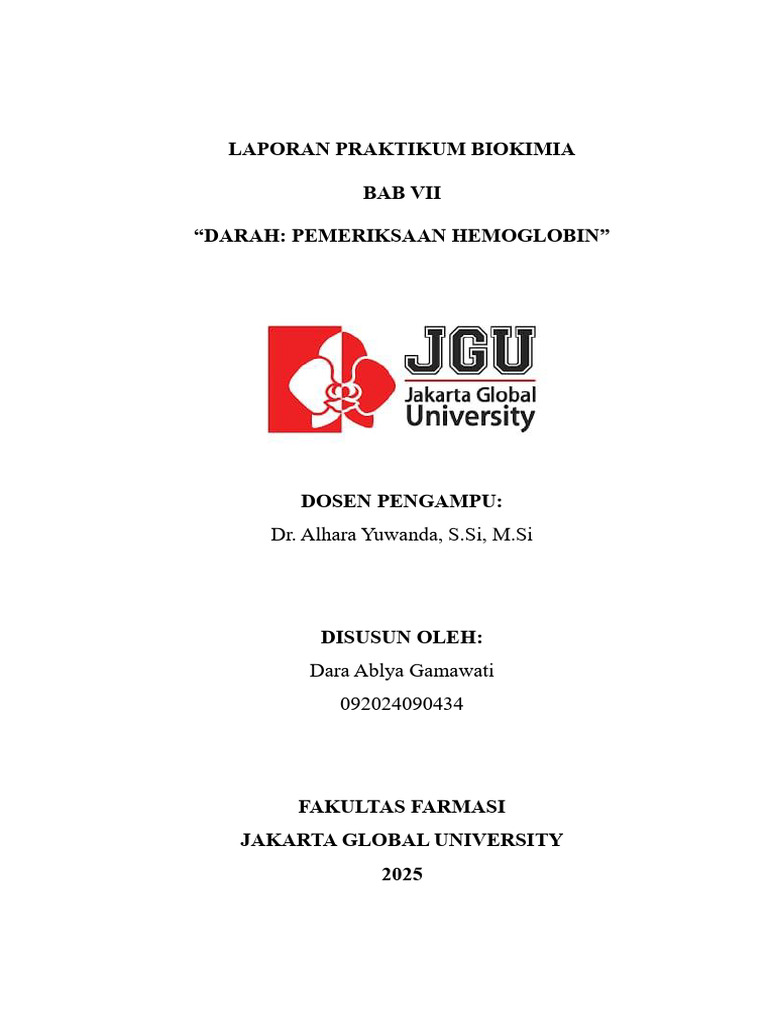Laporan Biokimia Bab 7 Hemoglobin | PDF