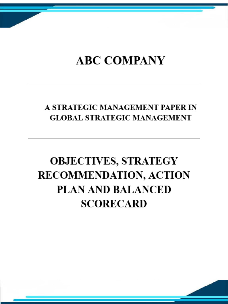 Strategic Management Paper - Objectives and Balanced Scorecard | PDF ...