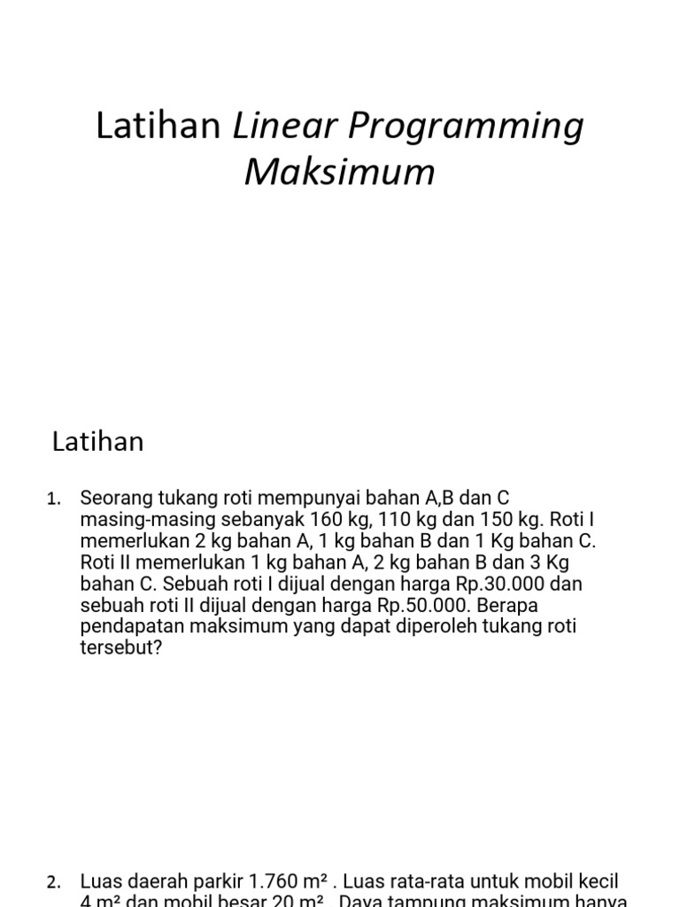 Latihan Linear Programming Maksimum | PDF